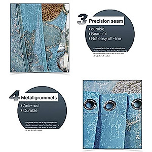 RYSSH 4Pcs Farmhouse Rustic Teal Floral Flower Shower Curtain Sets with Non-Slip Rugs, Toilet Lid Cover and Bath Mat for Bathroom…