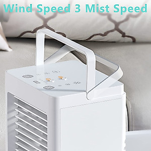 Portable Air Conditioner, Rechargeable Evaporative Air Cooler, 800 ML Water Tank, 5000mAh Battery Operated with Cooling and 3 Speeds Function, Personal Air Cooler for Home Office and Room
