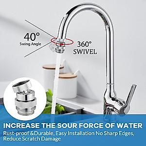 Sink Faucet to Garden Hose Adapter, Swivel Faucet Adapter Kit with Aerator, Multi-Thread Garden Hose Adapter for Kitchen & Bathroom, Chrome