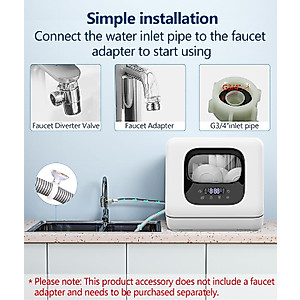 Joy Pebble Countertop Dishwasher, 28 Pieces Dishes/Cycle, 6 Washing Programs&Hot Drying, Dish Washer with 360°Dual Spray, with Child Lock&Delayed Start, Portable Dishwasher for Apartment/RV/Dorm