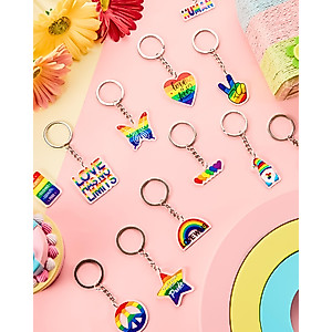 Kigeli 60 Pcs Gay Pride Rainbow Keychain LGBTQ Accessories Bulk Gay Stuff Acrylic Lesbian Key Chain LGBT Key Ring Hanging Men Women's Keyrings and Keychains for Transgender Jewelry Gifts Charm
