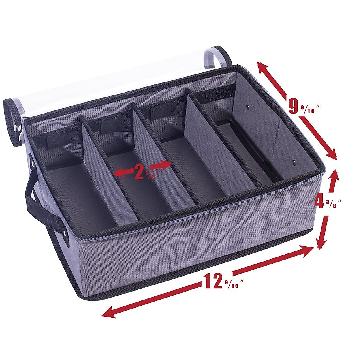 ATBAY Silverware Storage Box, flatware storage case with 5 Compartment,Double zipper;Clear Window.for Outdoors Camping RV.(1 pack)