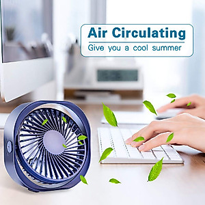 3 Speed USB Mini Desk Fan, Portable Table Fan with Strong Wind Quiet 360°Rotatable Personal Small USB Powered Desktop Fan for Home Office Dorm(blue)