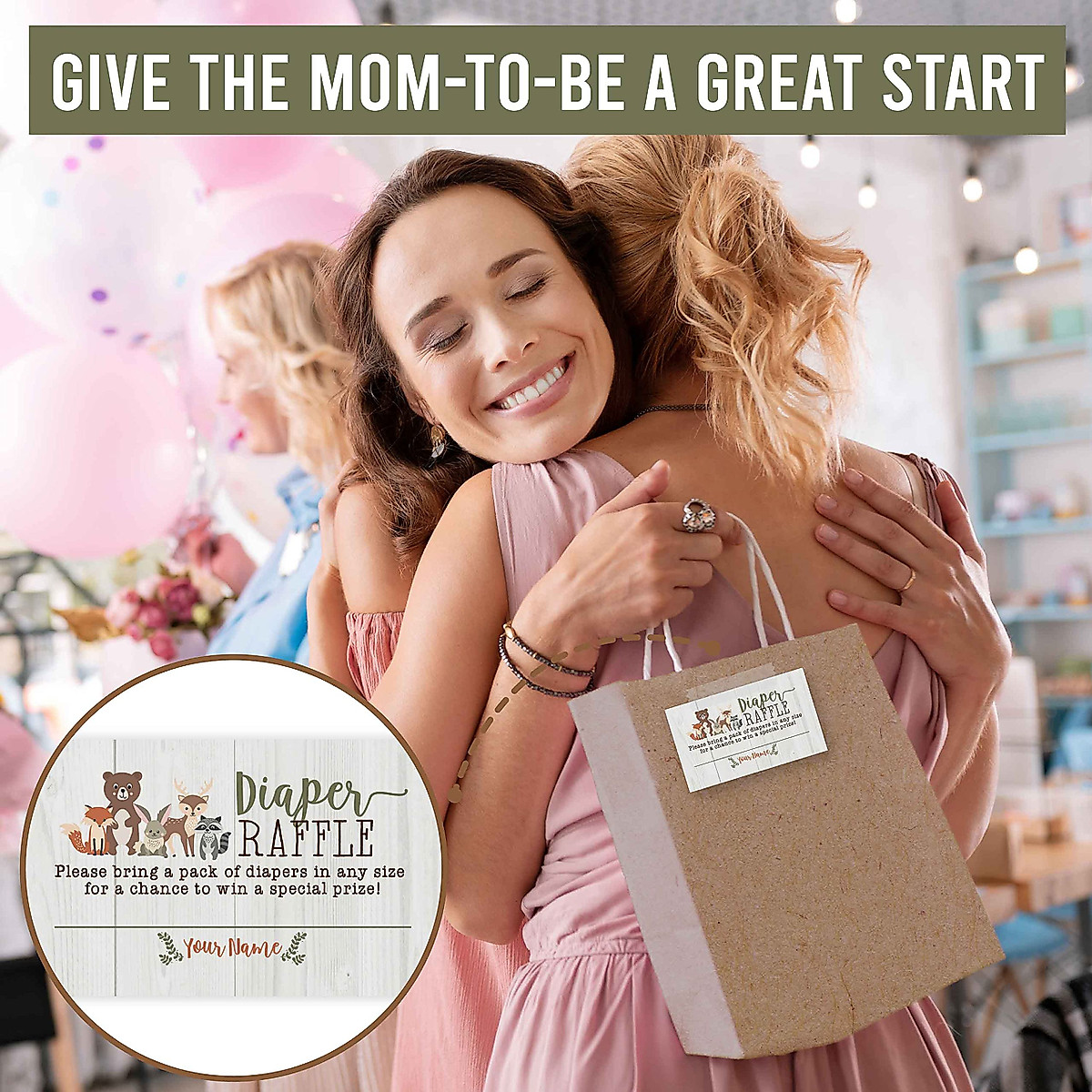 Hadley Designs 25 Baby Shower Diaper Raffle Tickets For Baby Shower Games To Play - Woodland Baby Shower Games Gender Neutral, Diaper Raffle Cards, Baby Raffle Tickets, Baby Shower Invitation Inserts