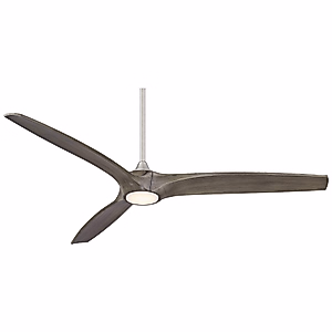 Casa Vieja 60" Padera Modern Rustic 3 Blade Indoor Outdoor Ceiling Fan with Light LED Dimmable Remote Control Brushed Nickel Light Wood Damp Rated for Patio Exterior House Porch Gazebo Garage