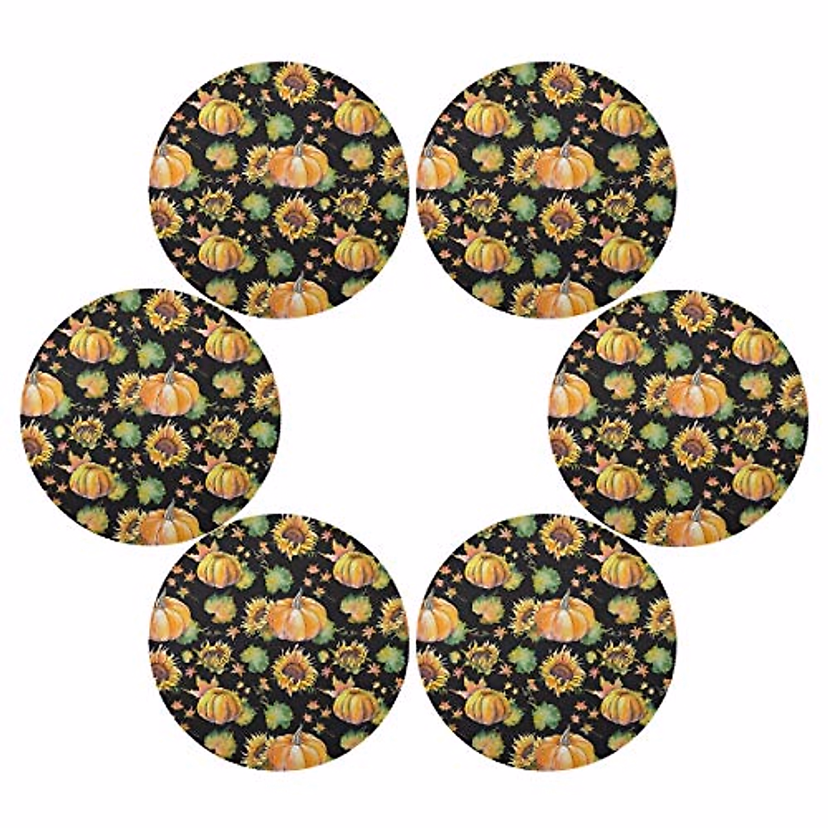 Placemats for Dining Table Mats - Autumn Pumpkins Sunflowers Leaves Branches Place Mat Holiday Place Mats Home Decoration 15.4 inch