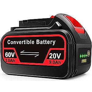 Worthmah DCB606 9.0Ah 20V/60V/120V MAX Battery, Replacement for De Walt 60V Battery DCB606 DCB612 DCB204 DCB206, Work with 20V/60V/120V Max Cordless Power Tools