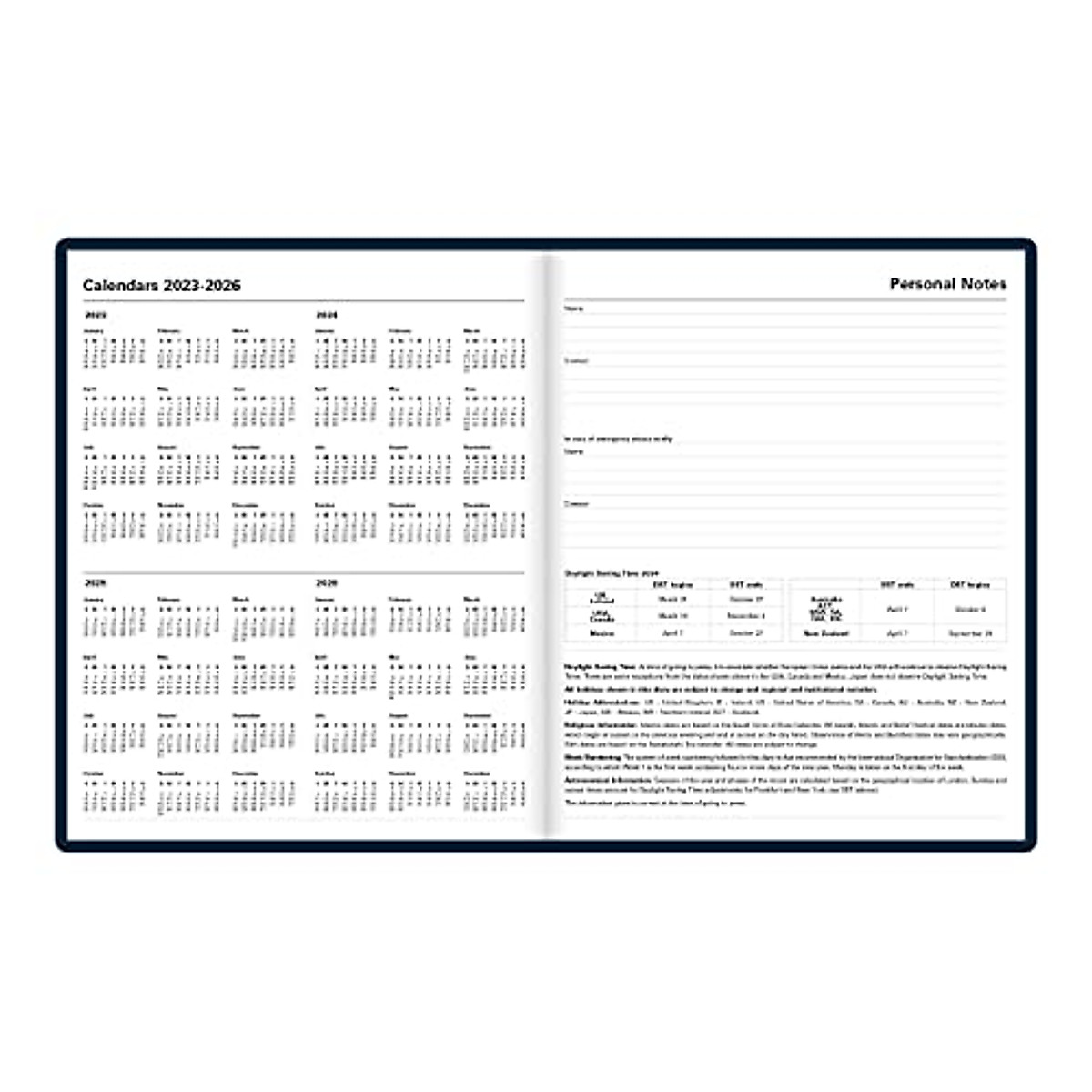 Letts of London Classic Weekly Planner, 12 Months, January to December, 2024, Appointments, Gold Corners, Quarto Size, 10.25" x 8.25", Blue (C32YBE-24)