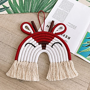 Rainbow Wall Hanging Macrame Woven Rainbow Wall Hanging Hand-Woven Rainbow Fawn/Lion Rainbow Wall Art Handmade Rainbow Wall Decor for Classroom, Playroom, Girl's Room