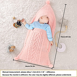 Baby Winter Warmer Wrap Swaddle Blanket Newborn Knitted Wool Sleeping Bag Sack Stroller Wrap Receiving Blanket Home Hospital Blankets for 0-12 Months (Pink)