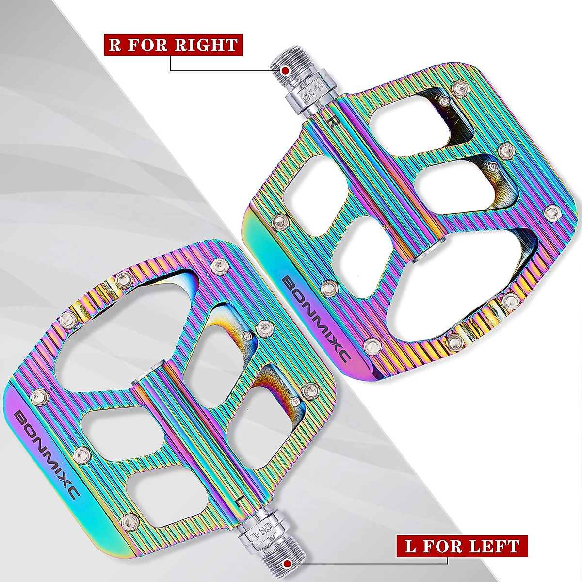BONMIXC Bike Pedals MTB Pedals Non-Slip BMX Pedals Sealed Bearing Fashion Flat Road Bike Pedals 9/16" Oil Slick