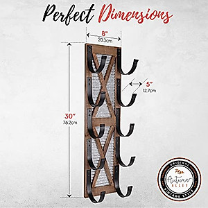 Autumn Alley Farmhouse Towel Holder, Rustic Wine Rack, Rolled Towel Rack, and Wine Holder for Farmhouse Bathroom Accessories Décor, Wall Mounted Towel Rack, Rustic Brown