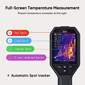 HIKMICRO B10 256 x 192 IR Resolution Thermal Imaging Camera with 2MP Visual Camera, Full Screen Measurement, 25 Hz Refresh Rate Thermal Camera with 3.2" LCD Screen with Macro Lens