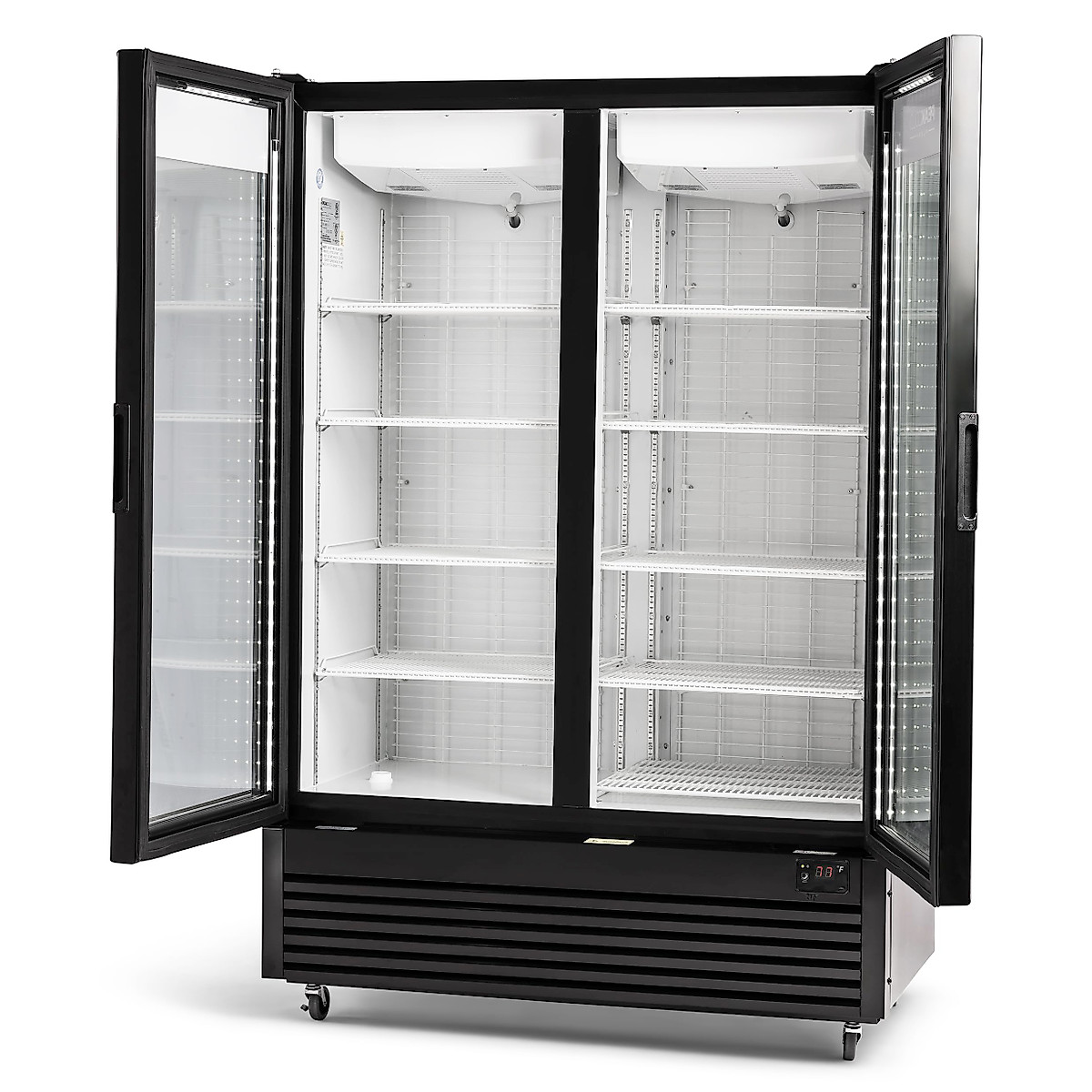PEAK COLD PLUS Upright Commercial 2 Door Display Freezer, 41.7 Cubic Ft