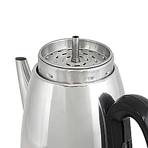 West Bend 54159 Classic Stainless Steel Electric Coffee Percolator with Heat Resistant Handle and Base Features Detachable Cord, 12-cup, Silver