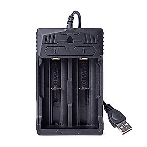 ANXPTIME Universal 2 Slots Battery Charger USB 3.7V Smart Charging for Rechargeable Li-ion Batteries 18650 26650 14500 16340 2 Channels Smart Battery Charger with Safe Protections