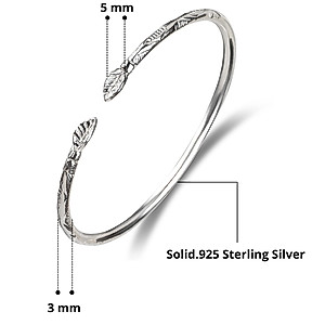 Better Jewelry Leaf Ends Solid .925 Sterling Silver West Indian Bangles (Pair) (MADE IN USA)
