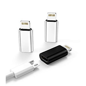 3-Pack,Micro USB to Lightning Adapter,Lightning Male to Microusb Female Adapter for Apple iPhone 5s 6 6s 7 8 Plus se2 x xr xs 12 11 Mini max pro Ipad Connector Converter Port