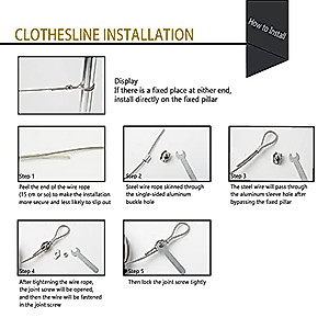 MHY 32Ft Clotheslines,Outdoors 304 Stainless Steel Clothes Line,Heavy Duty Cable Wire Rope String with Retractable System，Windproof Clothes Rope for Outdoor/Indoor/Home/Drying/Curtain Hanging