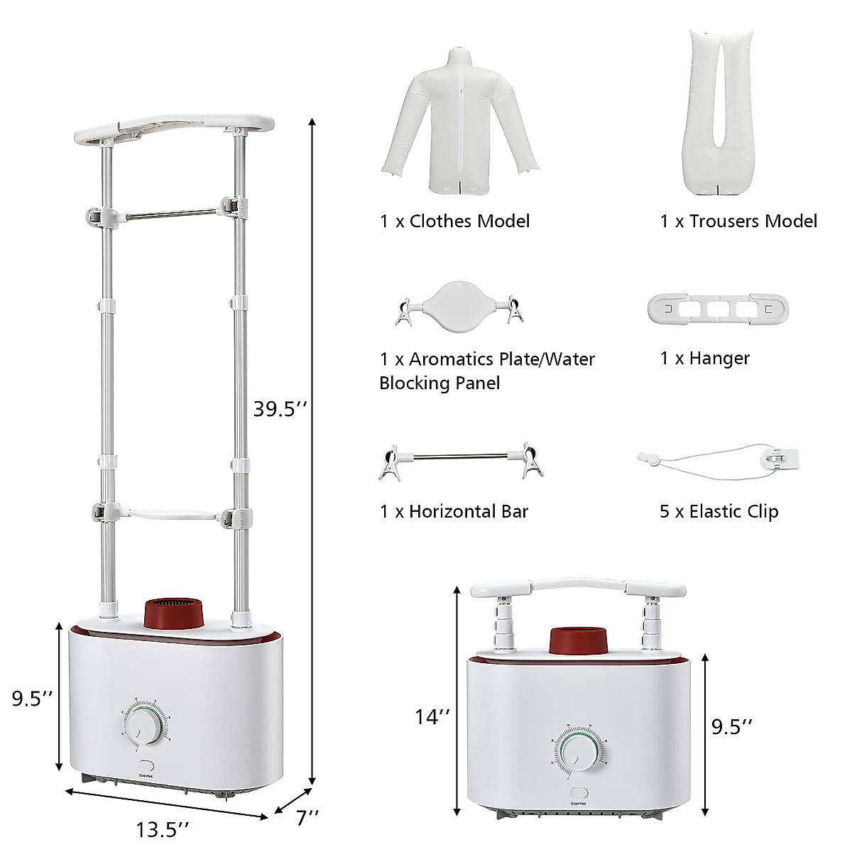 Renatone 1050W Portable Clothes Dryer, Multifunctional Clothes Drying & Ironing Machine w/Timer, Hot/Cold Wind, Automatic Garment Dryer & Iron Rack