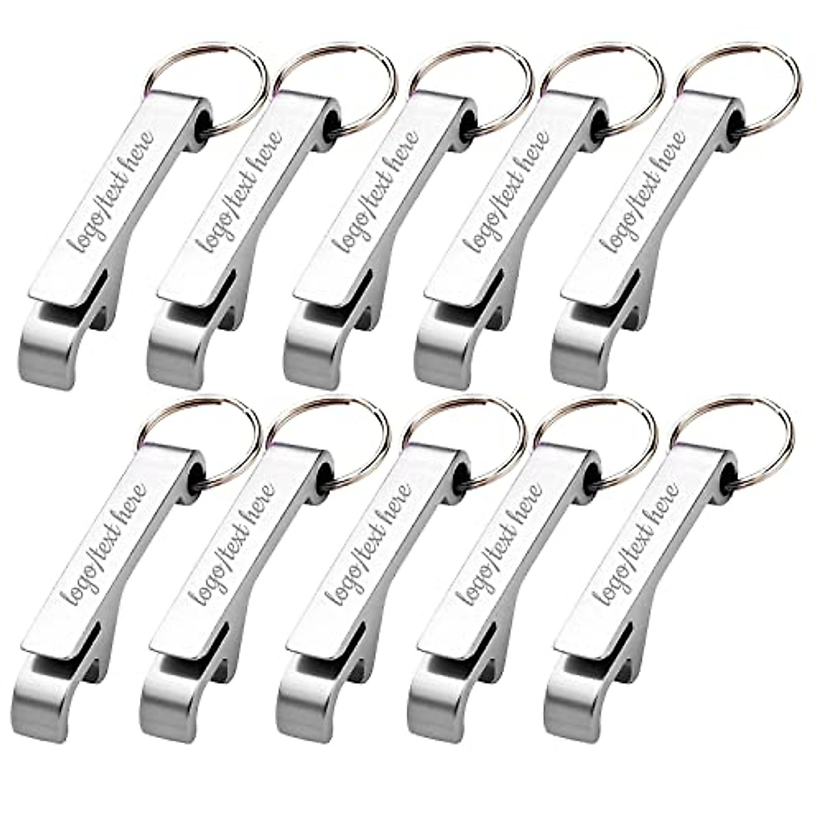 Custom bottle opener keychain, personalized aluminum beer bottle opener engraved with any text/logo, bulk bottle opener wedding party gift for brewery, bar, restaurant, home - 48 PC