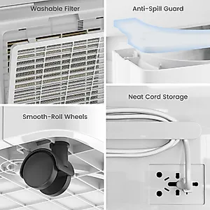 Waykar 2000 Sq. Ft Energy Star Dehumidifier for Home and Basement with Auto or Manual Drainage, Quiet 33dB Operation, 0.6 Gallon Water Tank Capacity