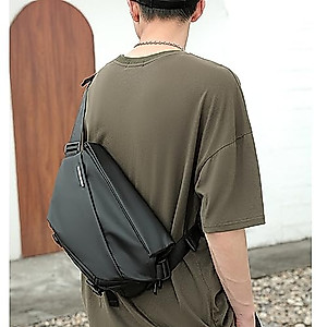 Wowzeesic Crossbody Bag Casual Daypack Quick Access, Expandable, Multipurpose Waterproof Chest Shoulder Backpack for Travel Work Outdoor (Black)