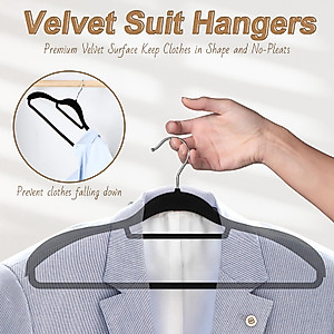 Hodola 6 Pack Suit Hangers for Men,Velvet Suit Hangers with 360 ° Rotating Hooks,Space-Saving Non-Slip Suit Jacket Hangers,Suitabl for Dress, Pants, Shirts, Skirts,Ties