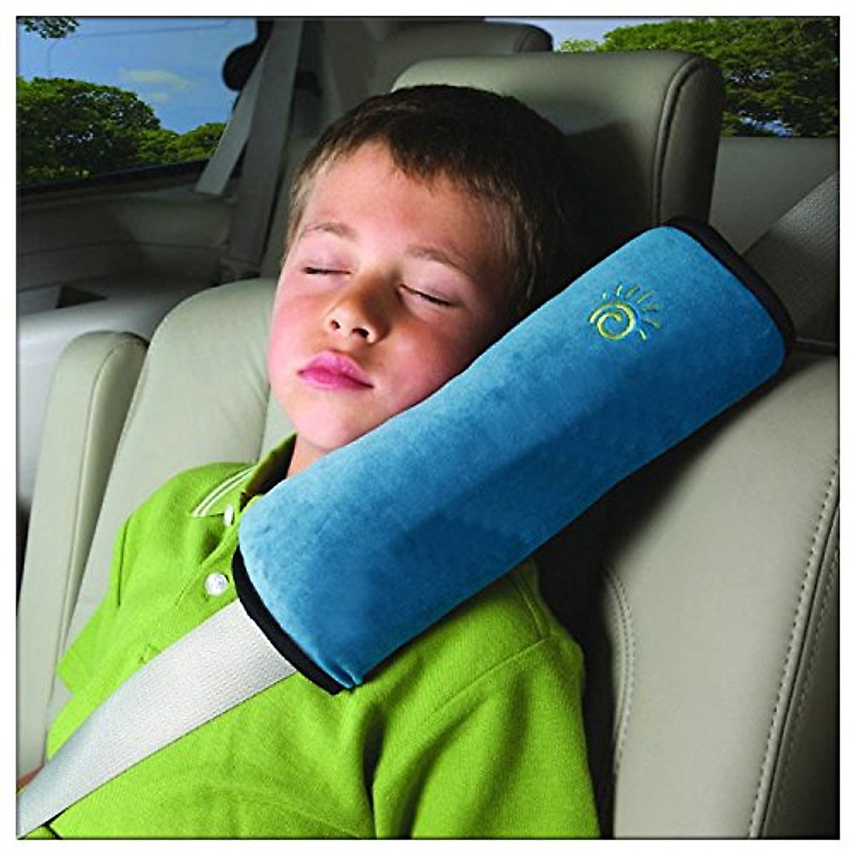 Seat Belt Pillow for Kids, Extra Soft Support Travel Pillow for Head Neck and Shoulder in Car, Universal Carseat Strap Cushion Pads for Childs Baby People Adults, (Blue)