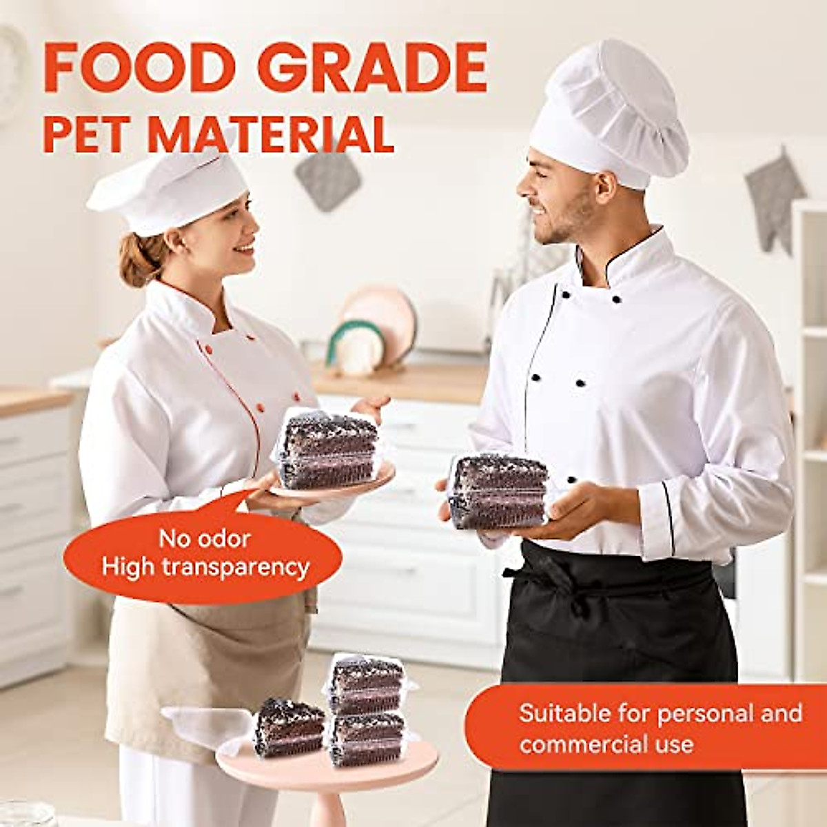 DODHEG 120 PCS Plastic Cake Containers, Clear Hinged Plastic Containers, Clear Plastic Take out Containers, with Bring 120 Sealing Stickers, for Home Bakery and Cafe (5.5x4.2x3 inches) Triangles.