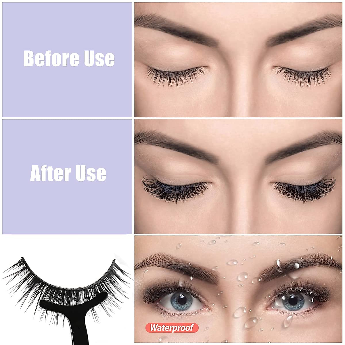 5 Pairs Self Adhesive Eyelashes, False Eyelashes No Glue No Eyeliner, False Lashes with Tweezers Natural Looking (natural lashes)