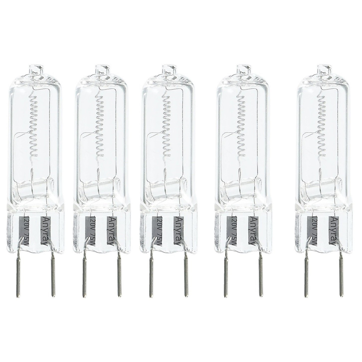 Anyray 5-lamps G8 120V 75W 75 Watt Halogen Light Bulbs G8 Base