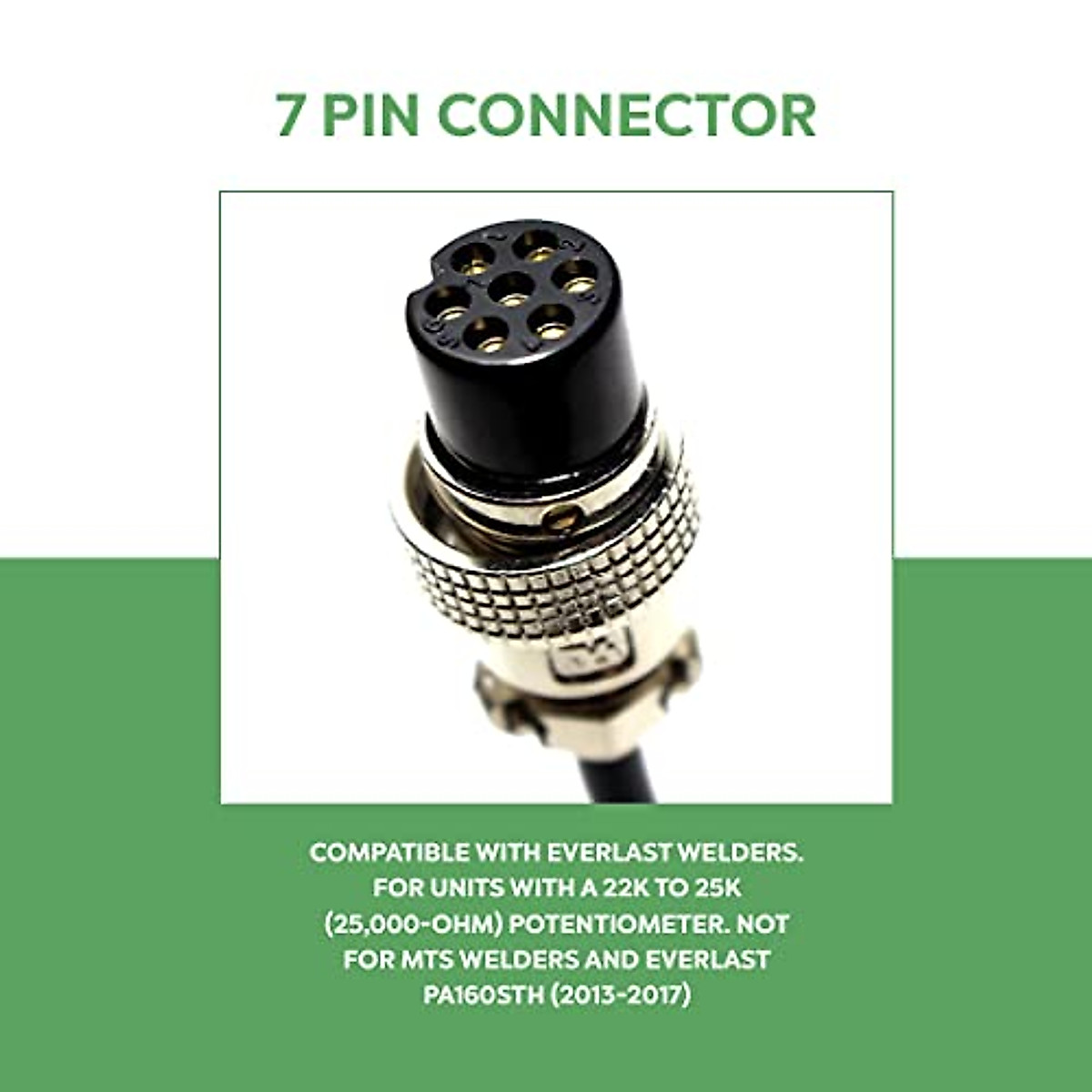 NOVA TIG Welding Foot Pedal, Compatible with Everlast Welders, 7-Pin TIG Plug, 25-ft Cable, 22k to 25k Ohm Potentiometer