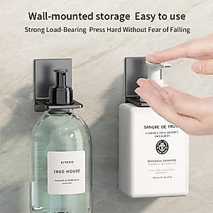 Zoihet shower gel bottle holder retractable non-drilled adhesive wall mounted shampoo holder hook for home bathroom wall mounted shower soap dispenser (set of 4 gunmetal grey)