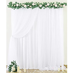 White Tulle Backdrop Curtain for Parties Wedding Baby Shower 3 Layers Sheer White Photo Curtains Backdrop Fabric Drapes Panels Decoration for Photography Bridal Shower 5ft x 7ft