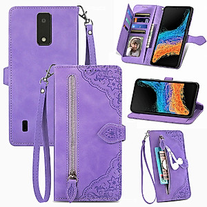 DAMONDY for BLU View4 Zipper Wallet Case,BLU View 4 B135DL Case,Premium Magnetic Closure Stand Function Folio PU Leather Flip Cover Inner Soft TPU Case for BLU View 4 B135DL -Purple