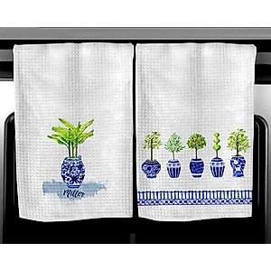 Studio 9Thirty3 Custom Chinoiserie Kitchen Towel Set, Kitchen Towel, Personalized Gift for Family, Hostess Gift, Housewarming Gift