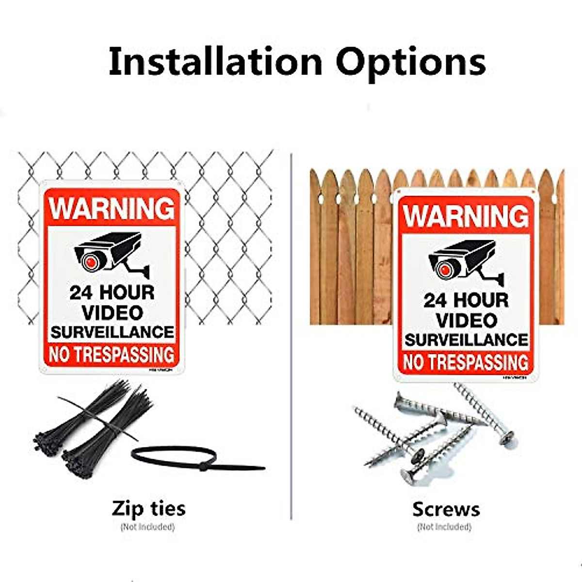 HISVISION Video Surveillance Sign 2-Pack, No Trespassing Metal Reflective Warning Sign, UV Protected & Waterproof, 10"x 7" 0.40 Aluminum Indoor Or Outdoor for Home House and Business Easy to Install