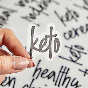 170 Keto Kitchen Pantry Labels for Food Storage Containers, Removable Black Script on Clear Stickers for Organizing Ingredients (Water Resistant)