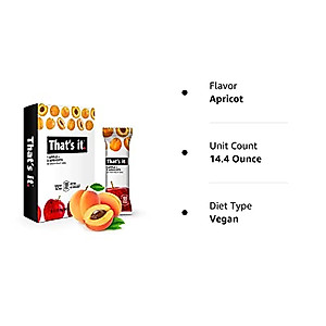 That's it. Apple + Apricot 100% Natural Real Fruit Bar, Best High Fiber Vegan, Gluten Free Healthy Snack, Paleo for Children & Adults, Non GMO No Added Sugar, No Preservatives Energy Food (12 Pack)