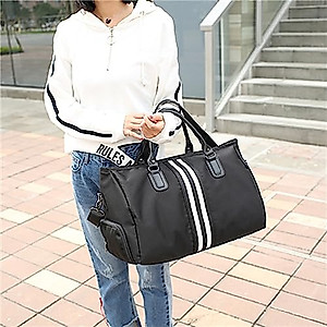 Sports Bag Men's And Women's Handheld Luggage Bag Large Capacity Travel Bag Lightweight Gym Bag (Color : Black, Size : 46x28x22cm)