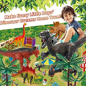 Kids Dinosaur Toys Jurassic Dino Figure Set Play Mat Little Boys Room Decor 3 4 5 6 7 8 Year Old Gift Juguetes Dinosaurios Para Niños Autism Train Kit Present Trex T Rex Playset Learning Resources