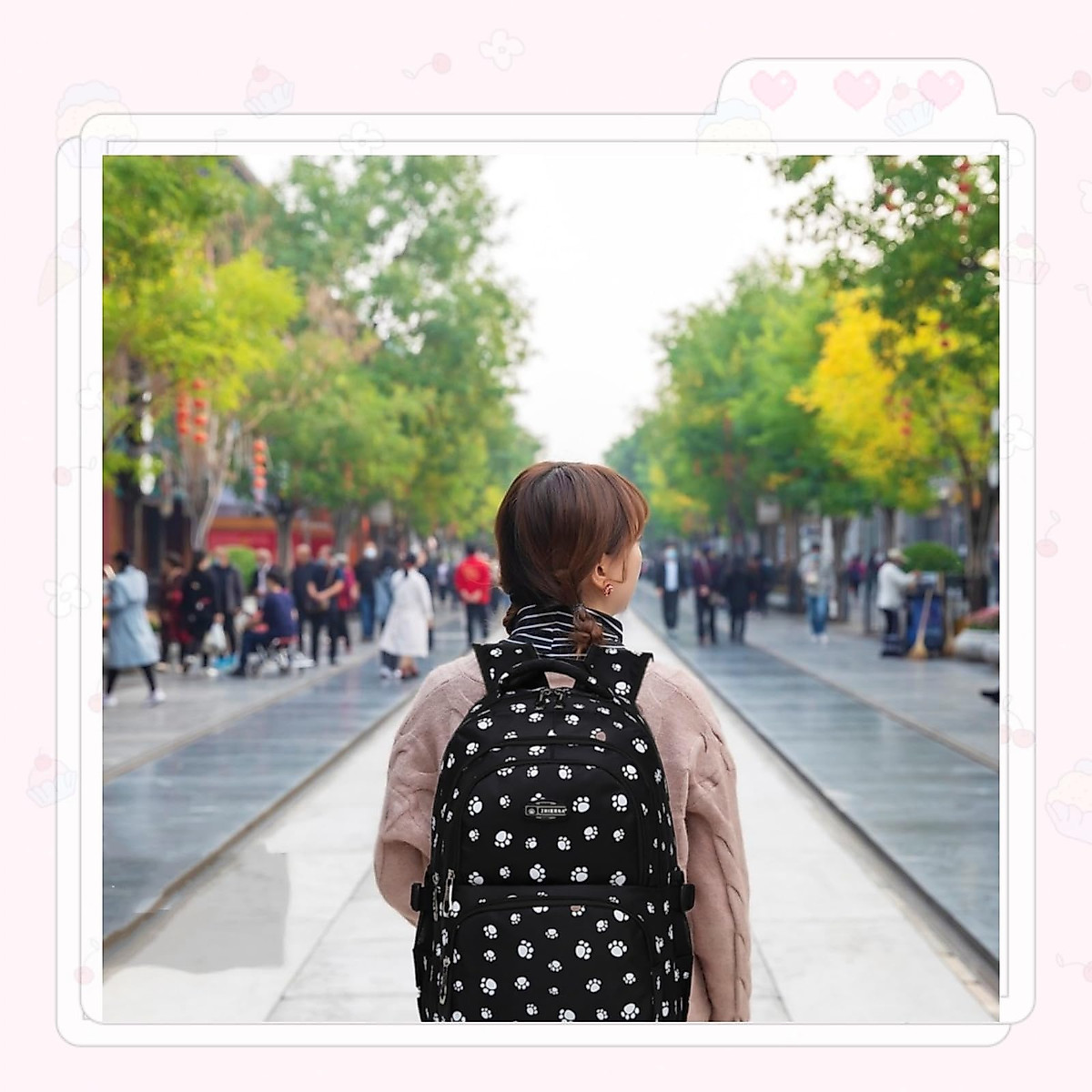 Dog Paw Prints Backpack Primary School Student Book Bag School Bag for Students