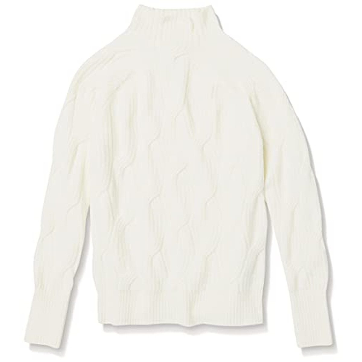 Amazon Essentials Women's Soft Touch Funnel Neck Cable Sweater, Ivory, Large