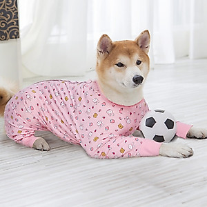 Recovery Suit for Large Medium Dogs After Surgery, Soft Breathable Anti Licking Dog Onesie E-Collar & Cone Alternative, Pet Bodysuit for Preventing Hair Loss Full Cover Wound(4XL, Pink Bunny)