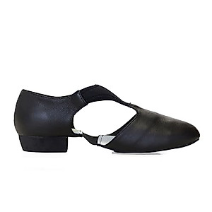 HIPPOSEUS Women's Leather Jazz Shoe Slip-on Jazz Dance Slippers Black Suede Sole,Model 1305,US 8.5