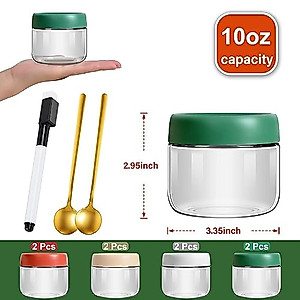 8 Pack 10oz Overnight Oats Containers With Lids, Reusable Leak Proof Wide Mouth Mason Jars For Fruit, Salad Dressing, Sauce, Cereal, Pasta, Sugar, Beans, Spice