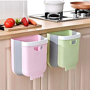 Kitchen Hanging Trash Can,Collapsible Small Garbage Bin for Kitchen Cabinet Cupboard Door, Portable Folding Home Outdoor Plastic Waste Container - 10 L / 2.6 Gallon (Green) (Green)