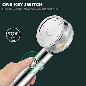 High Pressure Shower Head with Handheld Spray for Low Water Pressure, Hydro Jet Shower Head with Filtered and on off Switch, 360° Rotating Vortex Shower Head, Propeller Turbo Fan hand-held Shower Head