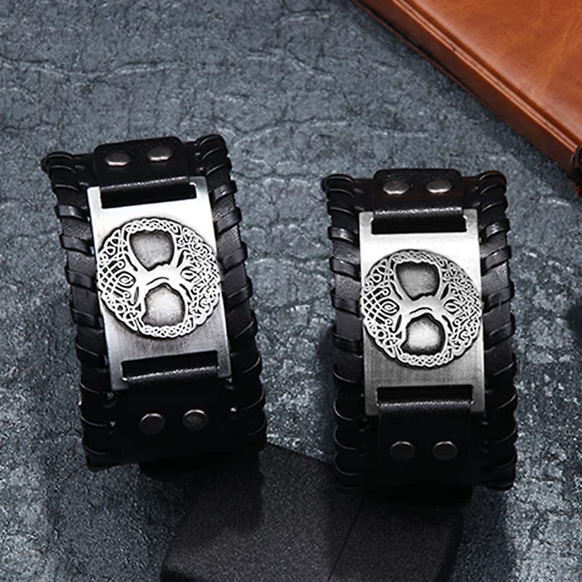 TURTLEDOVE Viking Bracelet Tree of Life - Nordic Bracelet with Yggdrasil Amulet - Pagan Jewelry of Dara Celtic Knot